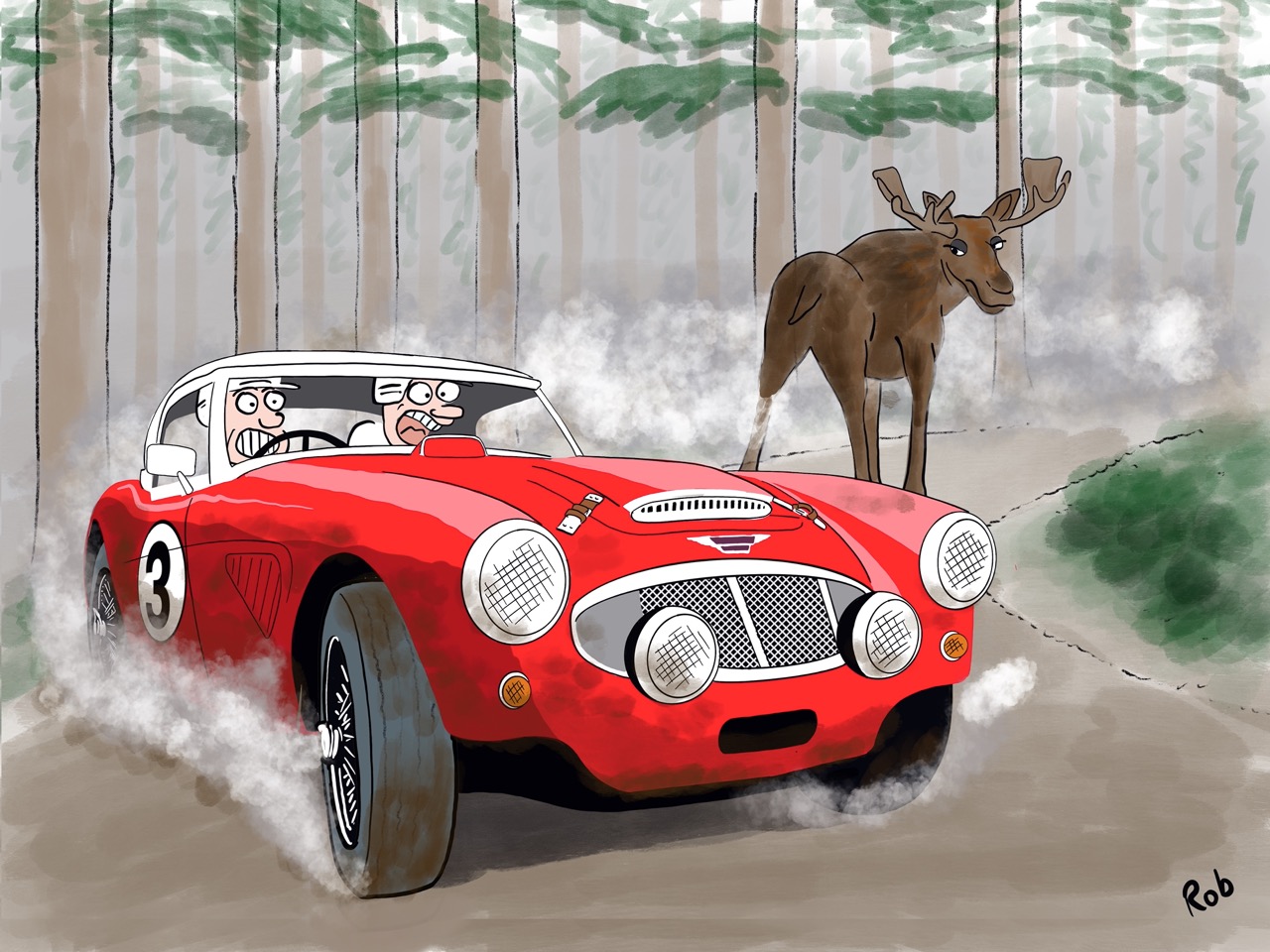 Austin Healey 3000 Cartoon - Moving Cartoons