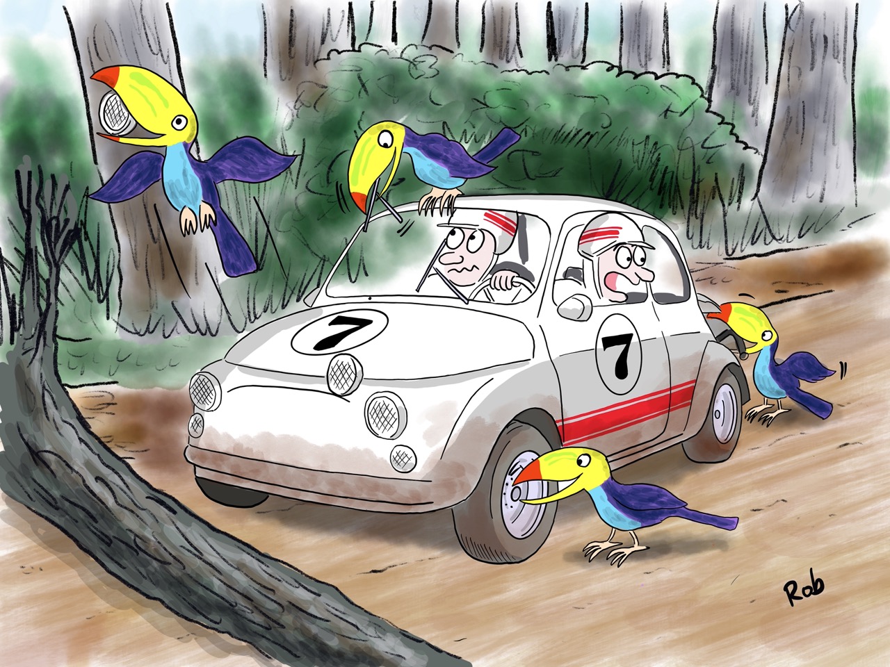 Rallying - Fiat 500 - Moving Cartoons