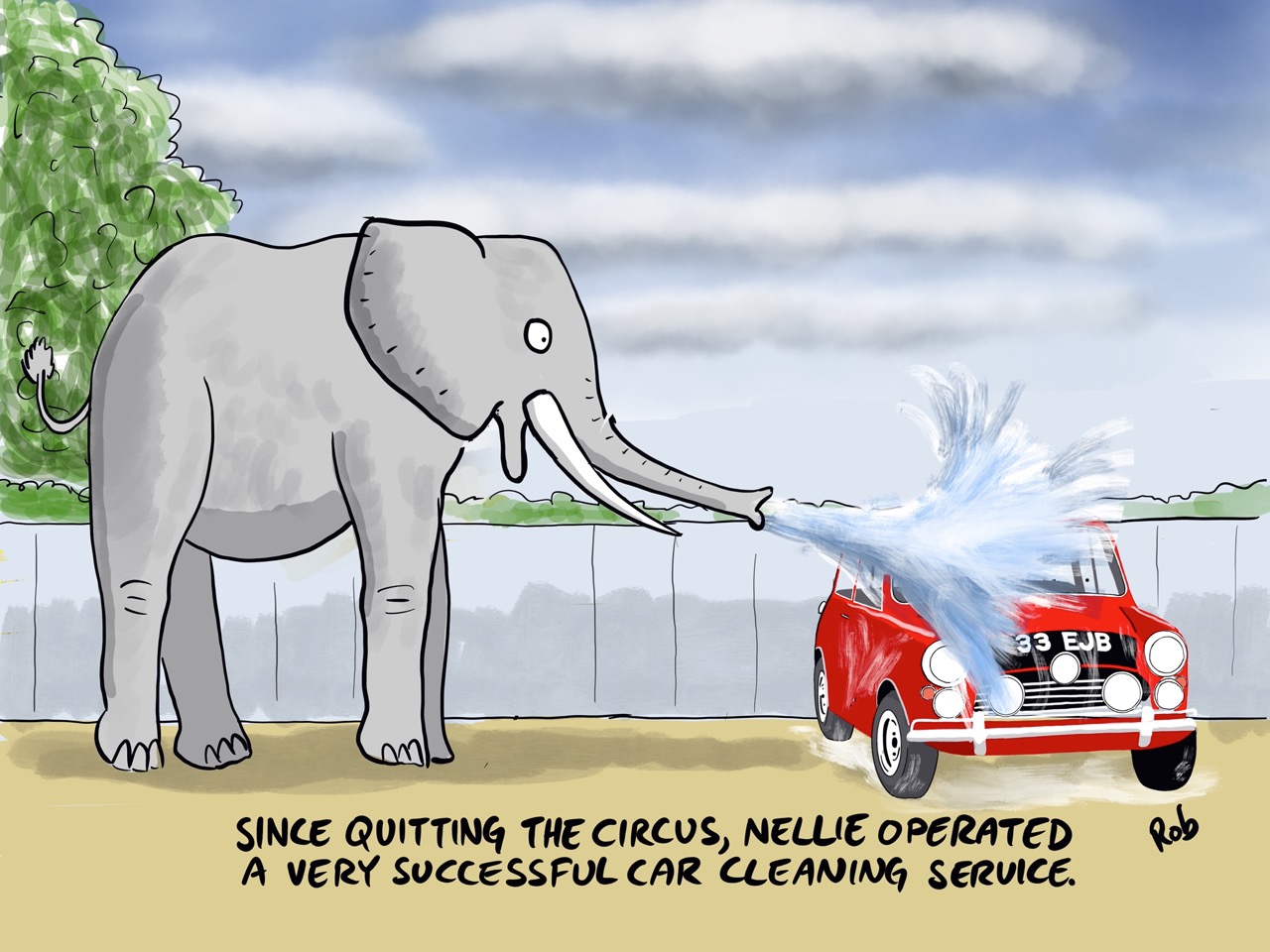 Mini Cooper Elephant - Moving Cartoons